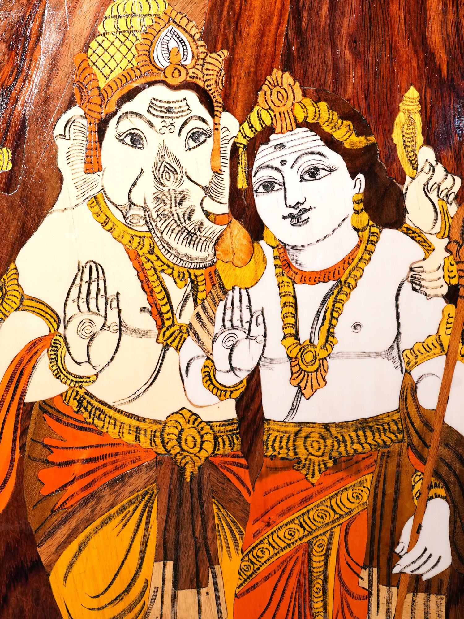 Exotic India 24" Brother's Love - Lord Ganesha And Kartikeya | Natural ...