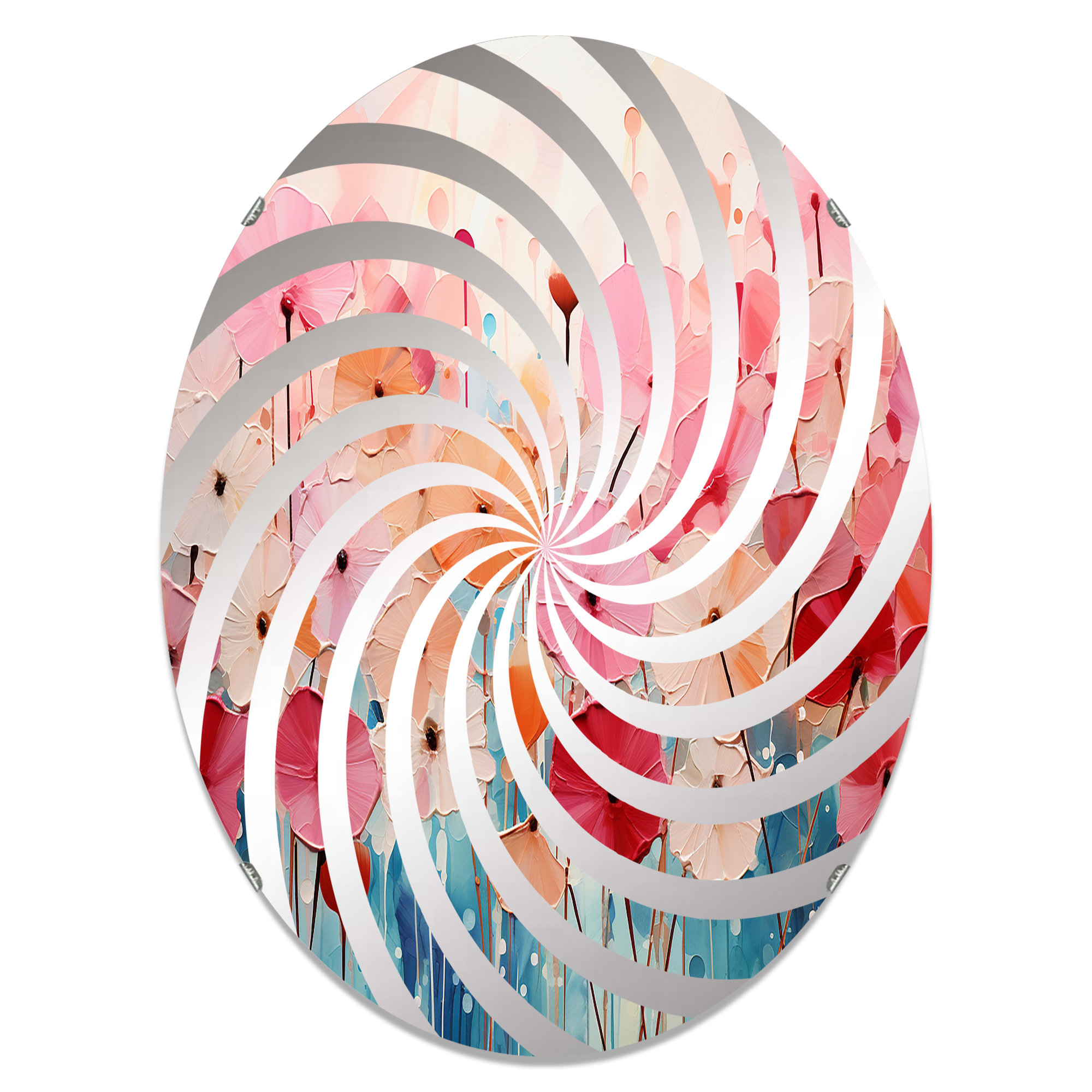 Design Art Pink Ephemeral Essence - Vortex Decorative Mirror Oval ...