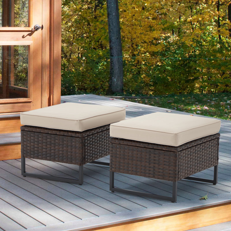 Ebern Designs Outdoor Wicker Ottomans | Wayfair