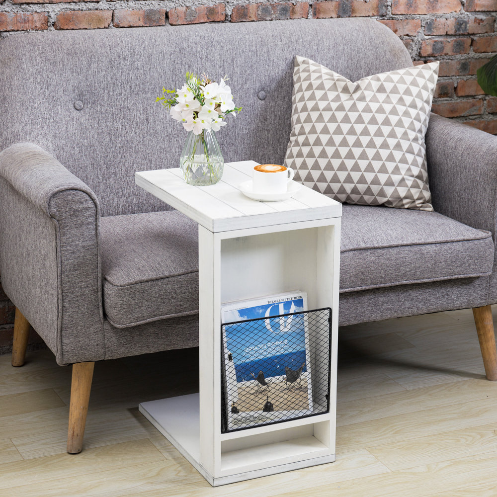 Ebern Designs Kamarion Solid Wood C-Shape Tv Tray Table | Wayfair