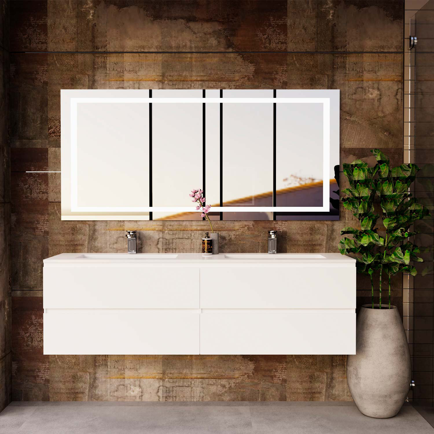 DAX Pasadena Vanity Cabinet 64 In Cement w/ Matt Toscana Basin ...