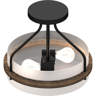 Loon Peak® 4743 Emery 2-Light Indoor Walnut & Black Semi-Flush Mount ...