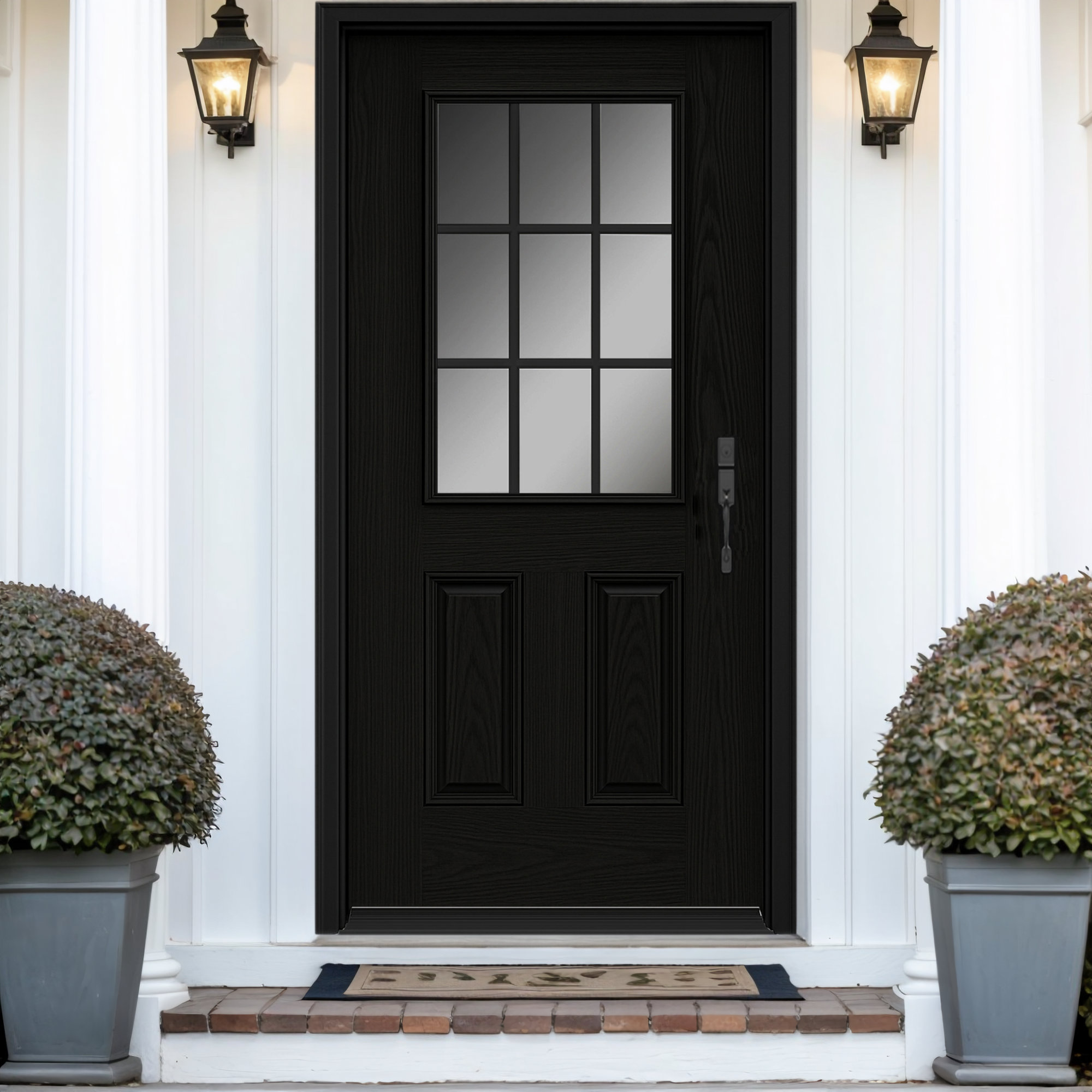 Protons Link 36x80 Black Wood Grain Fiberglass Front Door | Wayfair