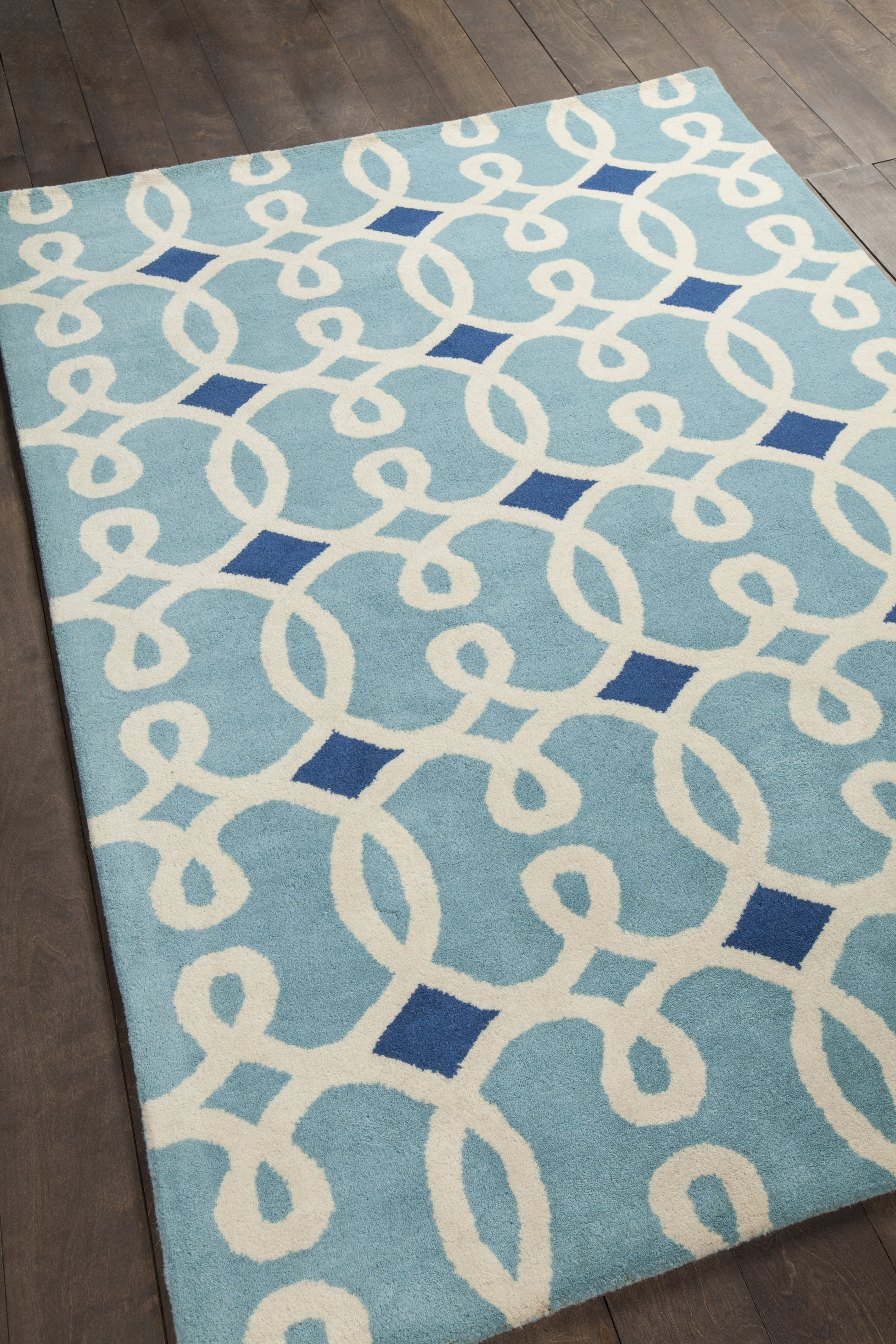 Lark Manor™ Acworth Authentic Hand-Tufted Handmade Light Blue, Cream ...