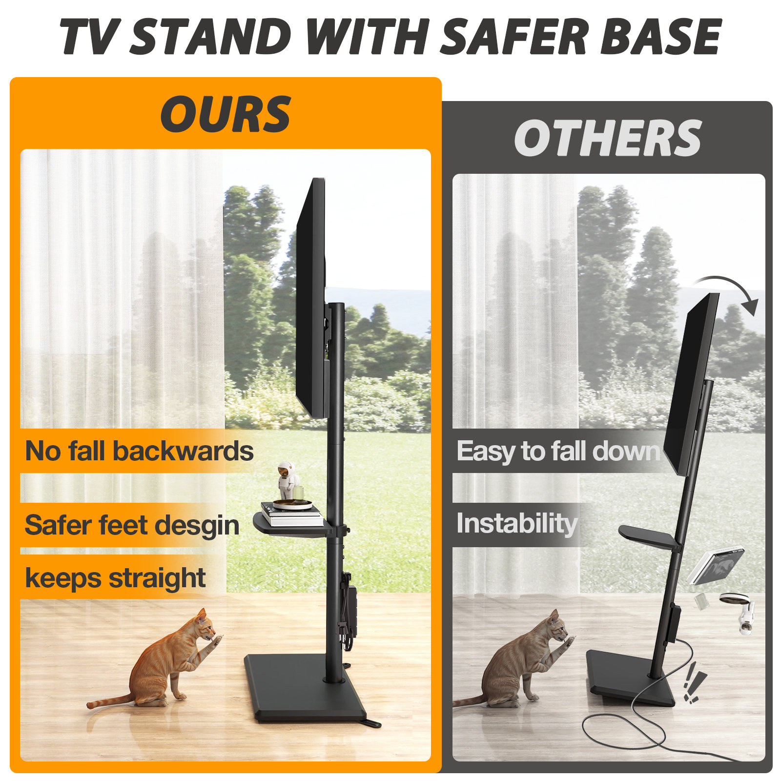 Symple Stuff Floor Tv Stand With Power Outlet, Tv Mount Stand For 32-60 ...