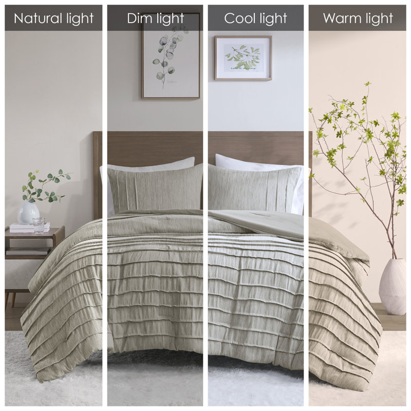 Beautyrest Maddox 3 Piece Striated Cationic Dyed Oversized Comforter ...