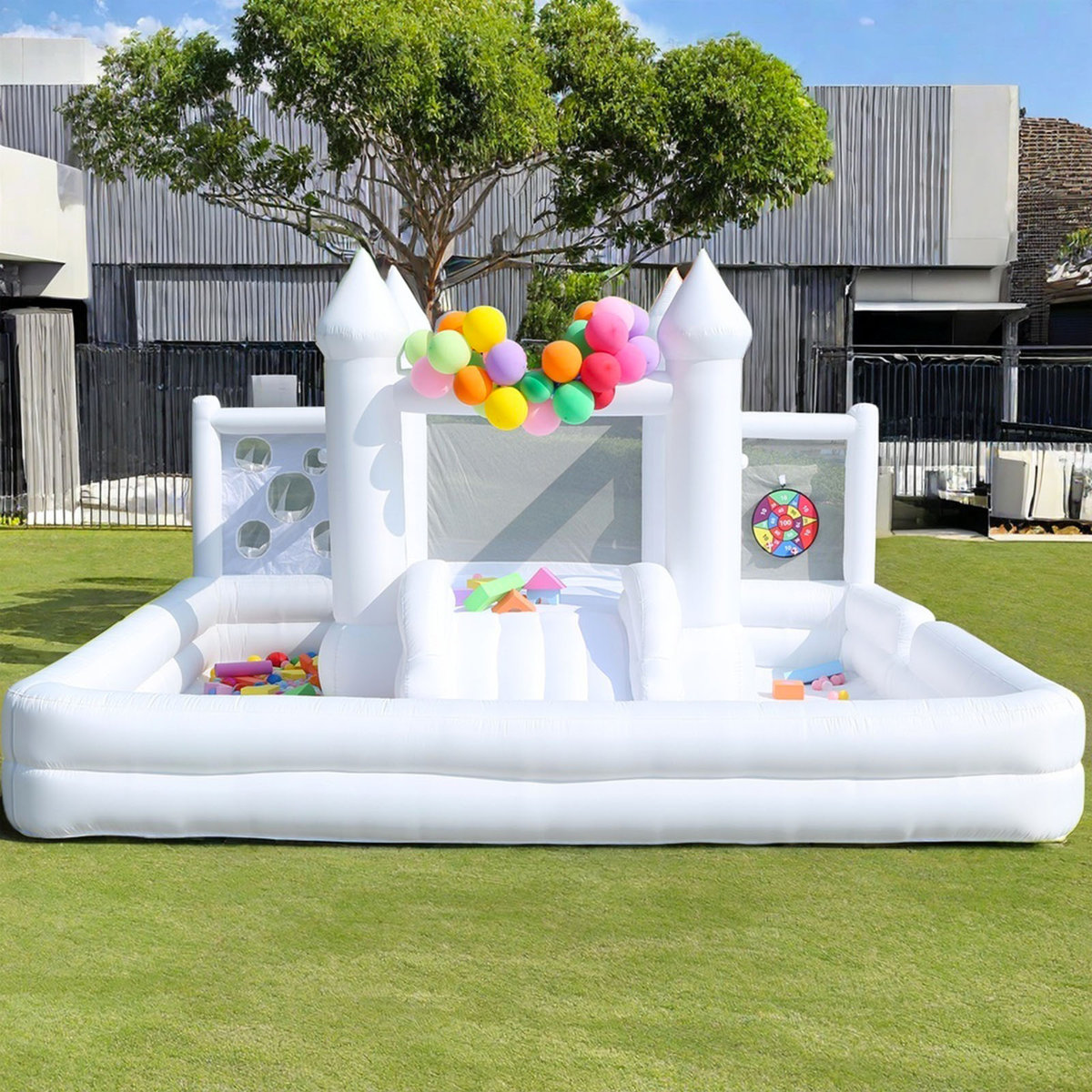 TOBEBEGO 13' X 12' White Bounce House With Blower,ball Pool,kids Bounce ...