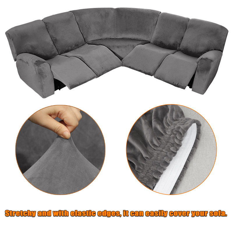 ELEOPTION Elastic Box Cushion Corner Sofa Slipcover(5-Seater) & Reviews ...