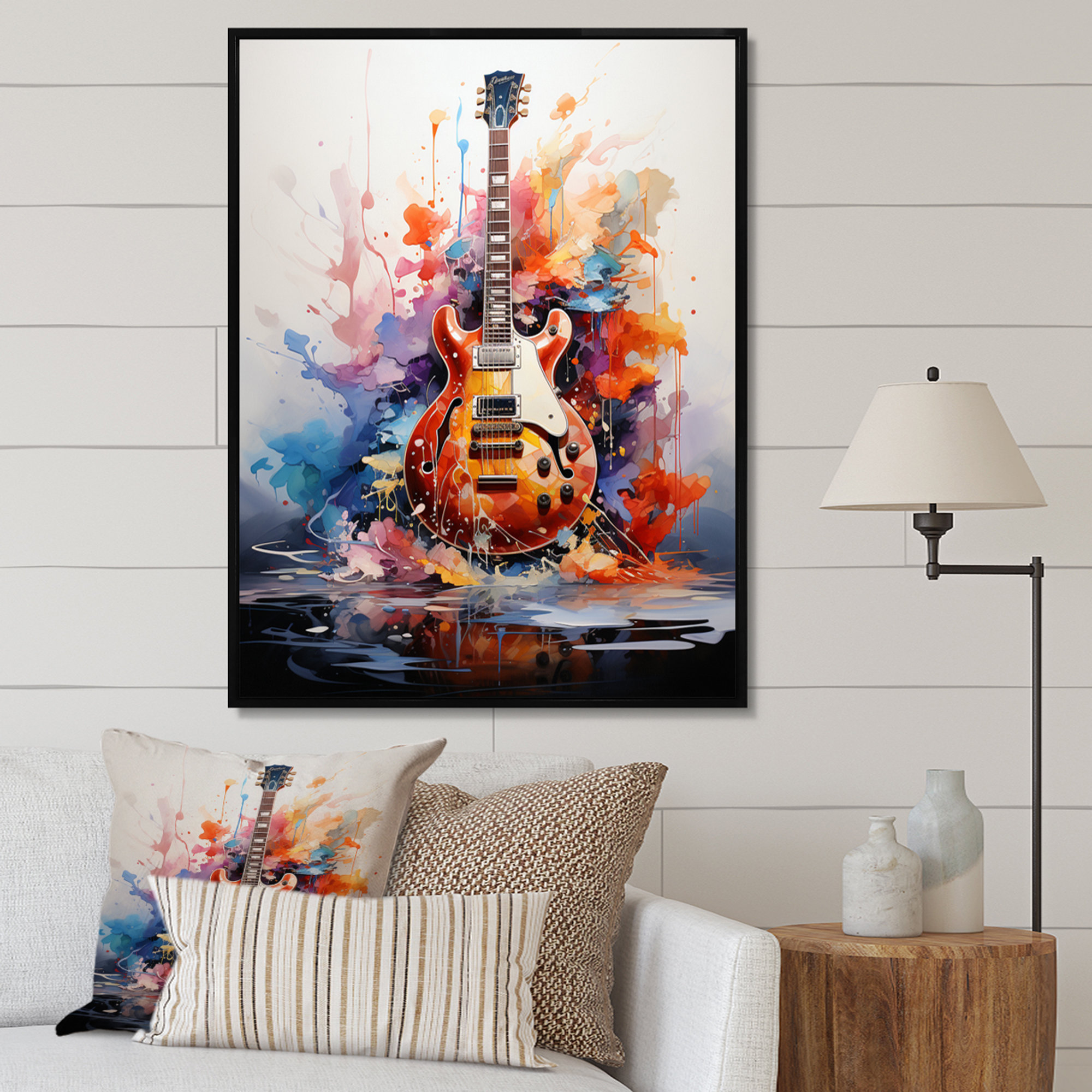 Brayden Studio® Laspisa Dry Watercolor Fire Guitar I - Music Wall Art ...