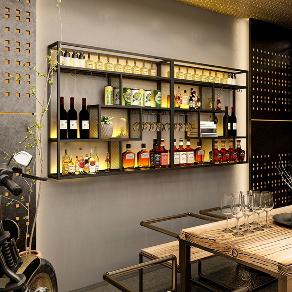 LC Iron Wine Rack Bar Wine Rack Wine Cooler Wall Mounted | Wayfair