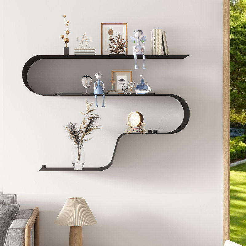 Latitude Run® Metal Floating Shelves for Book, Wall Mounted Shelves for ...