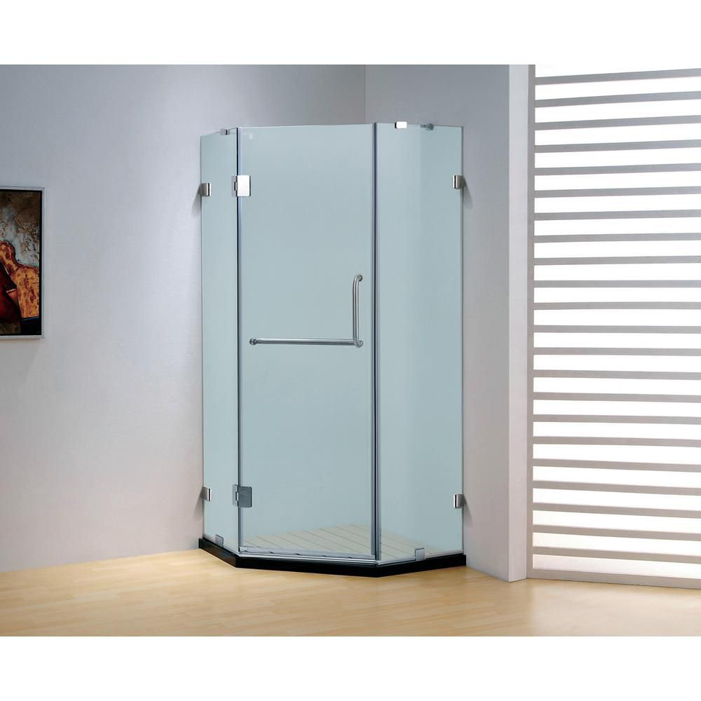 Dreamwerks 36 In. X 79 In. Frameless Neo-Angle Hinged Shower Door with Handle | Wayfair