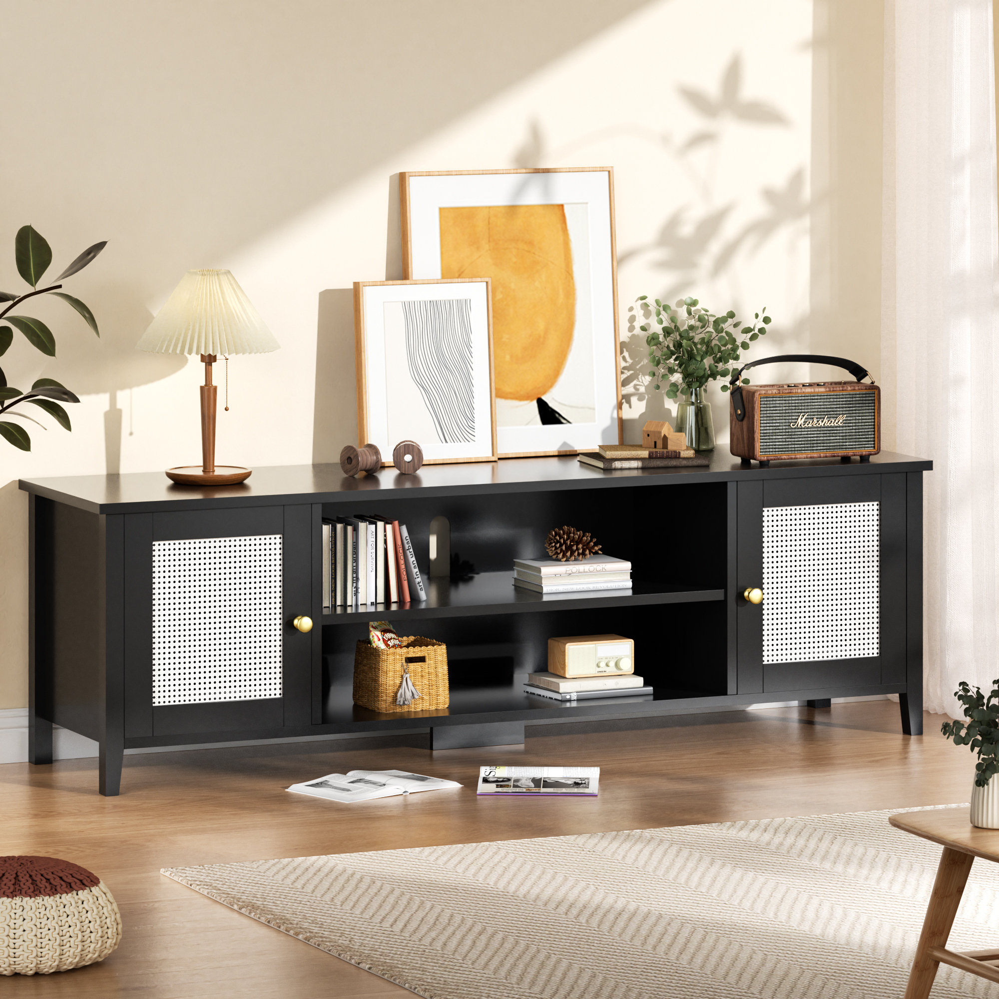 Breakwater Bay Aarit 63'' W Rattan TV Stand for 70 Inch TVs ...