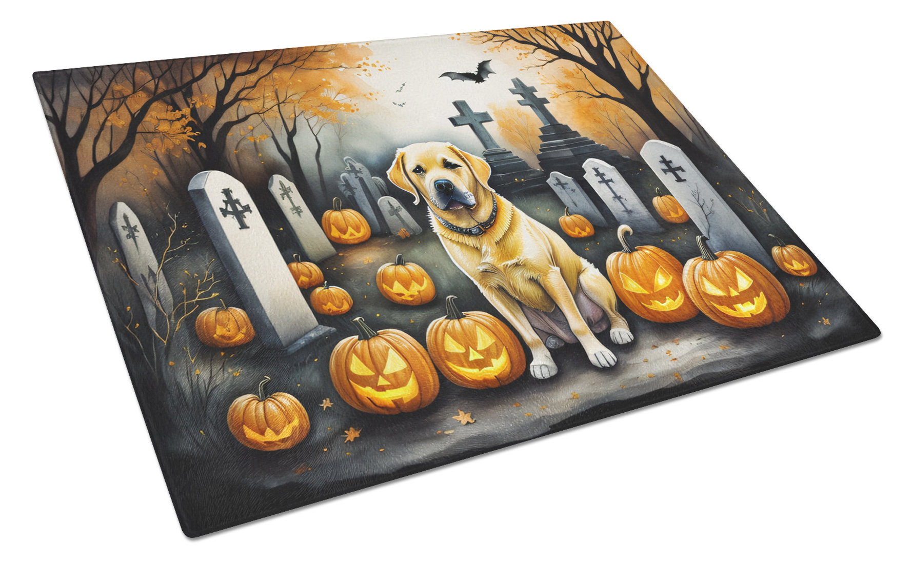 Caroline's Treasures Yellow Labrador Retriever Spooky Halloween Glass ...