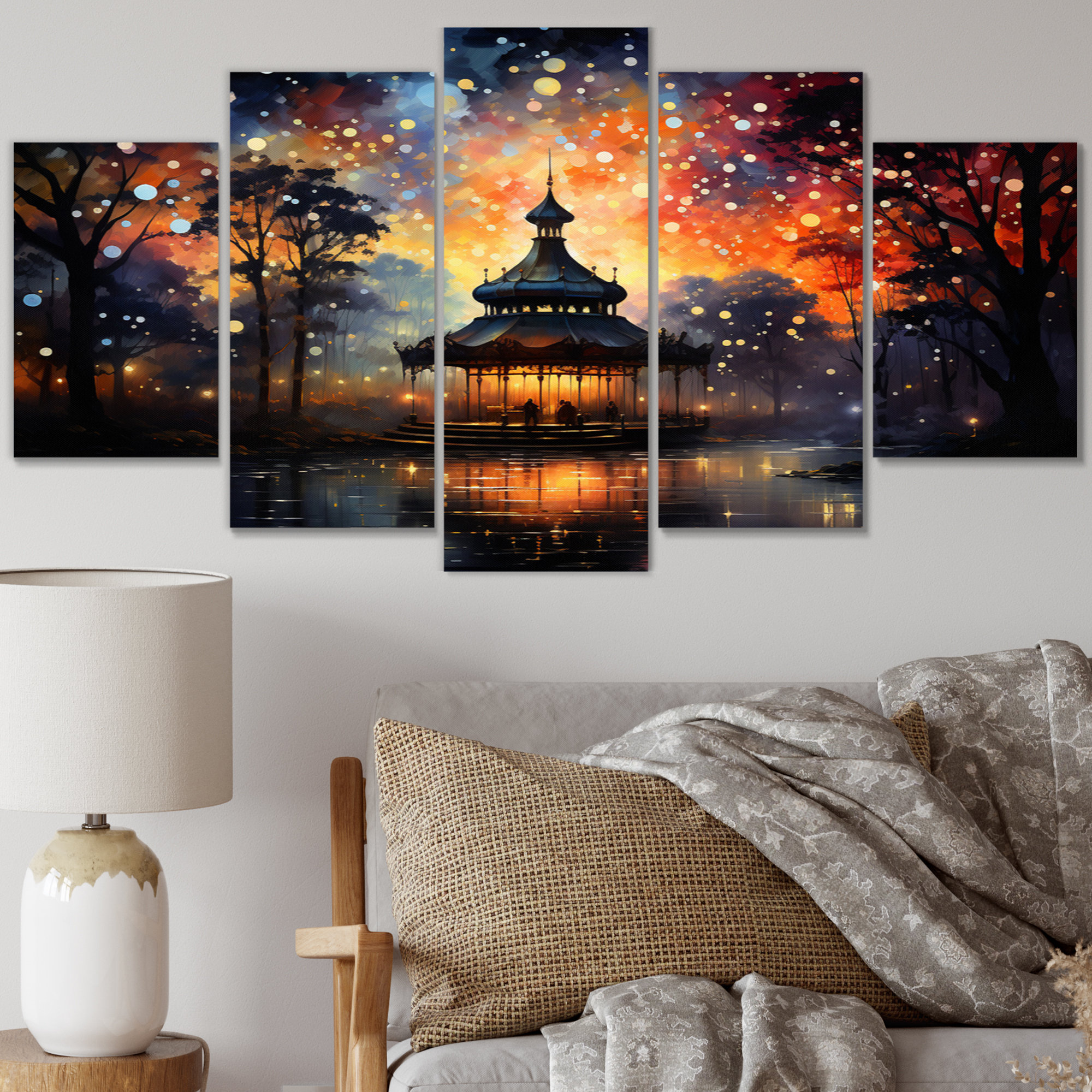 Design Art Carousel Pointillism Dot - Architecture Wall Art Living Room ...