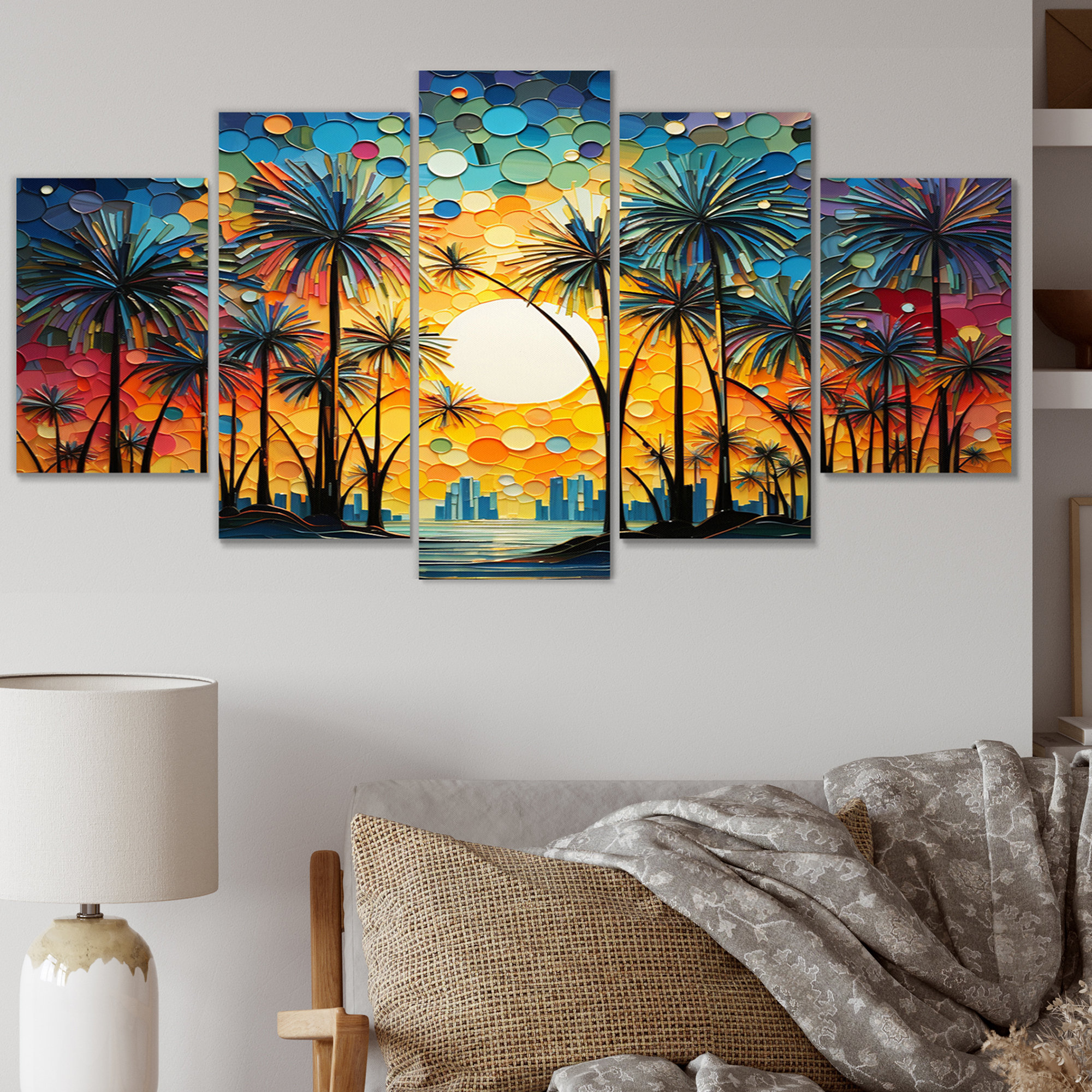 Bay Isle Home™ Colorful Palm Trees Collage I - Palm Trees Wall Art ...