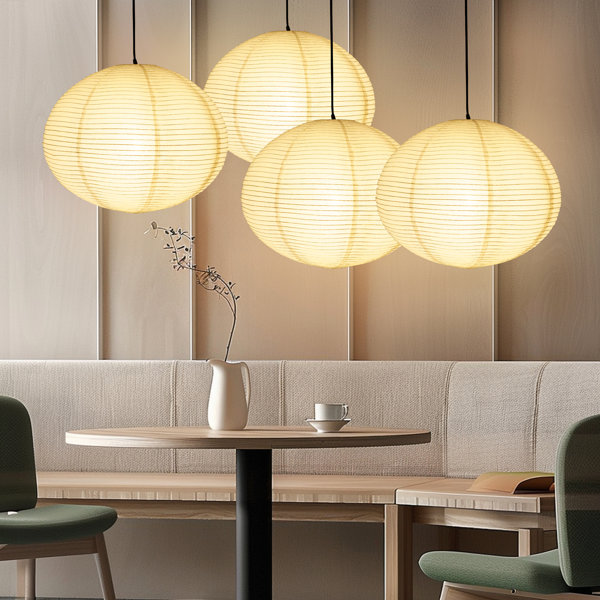 Brightech Jupiter 4-Pack LED Pendant Lamp Set - Japanese-Inspired Rice ...