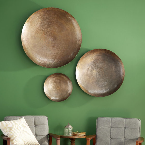 Langley Street® Metal Large Metallic Disk Plate Home Wall Decor ...