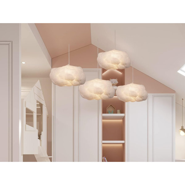Everly Quinn Hanging Cloud Pendant Lighting,Fluffy Cotton Chandelier ...