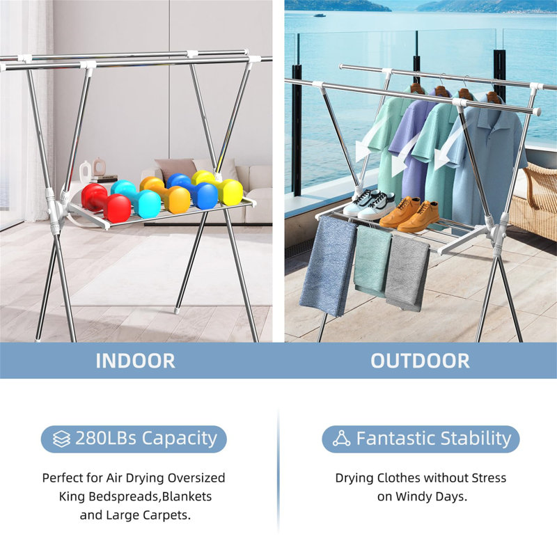 URKNO Stainless Steel Foldable Accordion Drying Rack | Wayfair