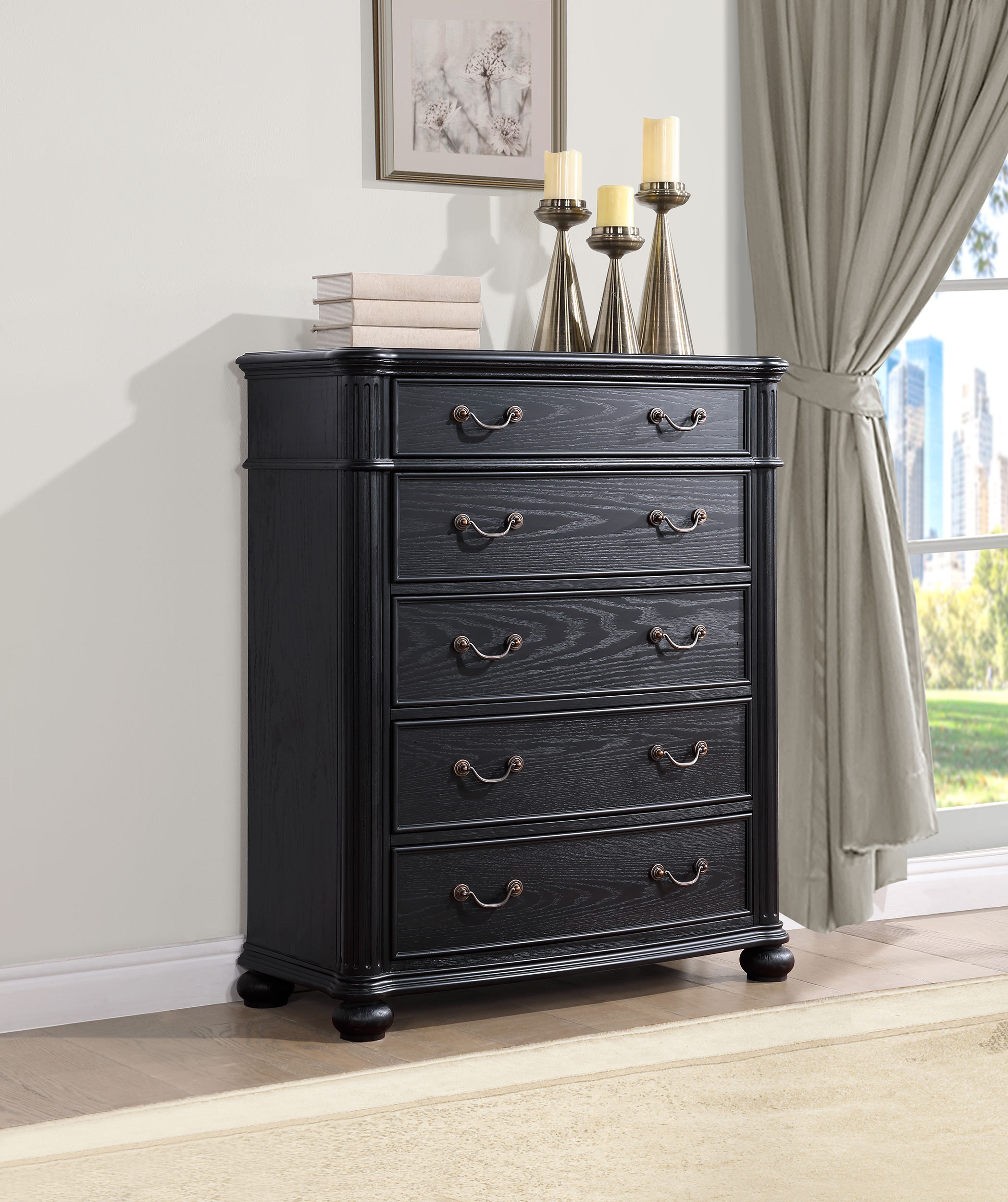 Lark Manor™ Celina 5-drawer Bedroom Chest Black | Wayfair