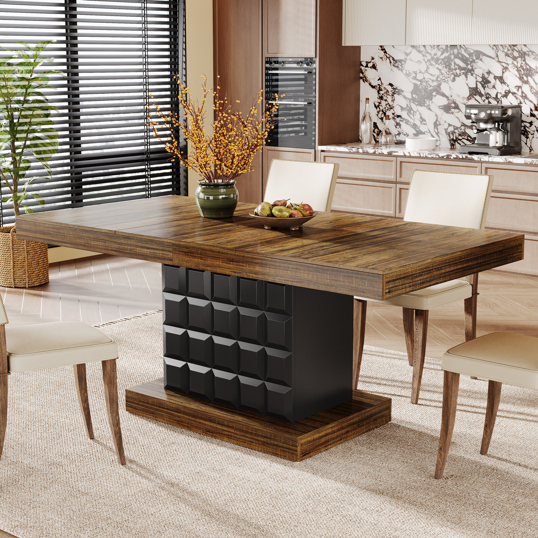 Millwood Pines 63'' Dining Table for 4-6, Modern Rectangular Dining ...