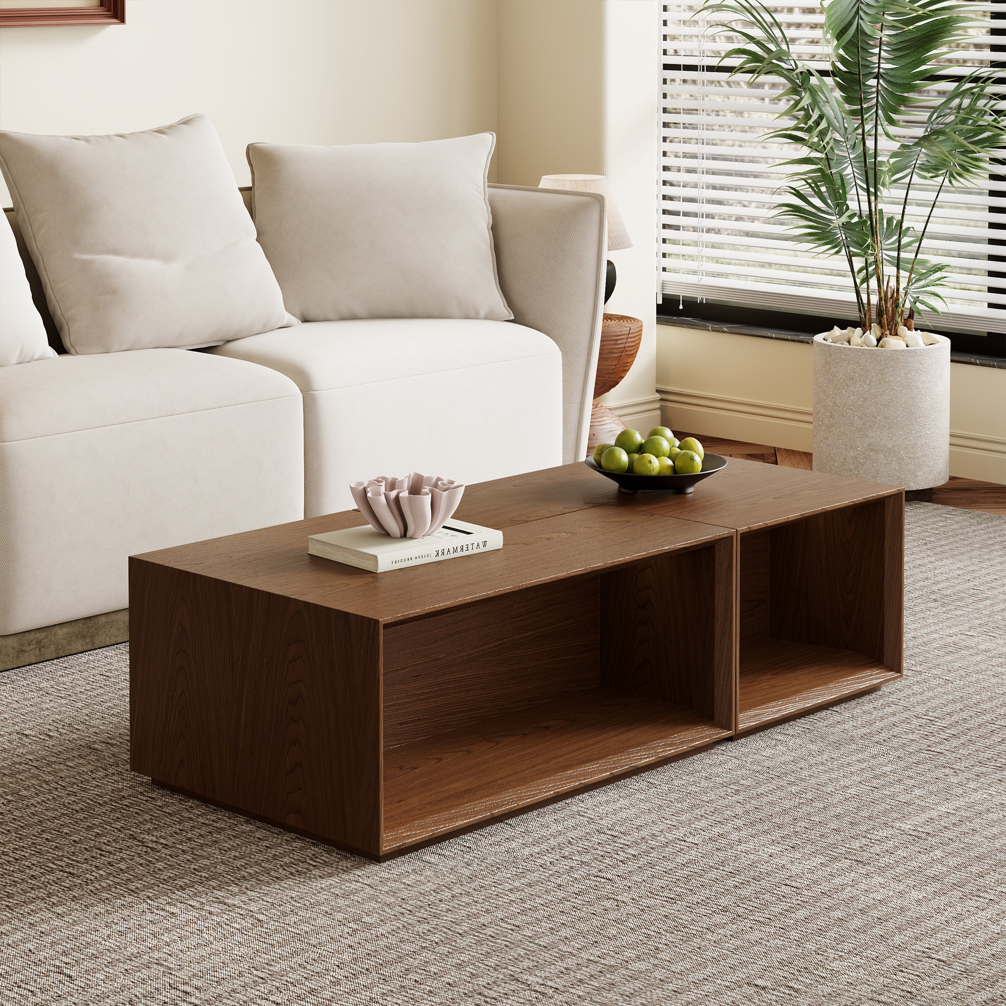 Dakota Fields Walnut - coloured Willow Wood Coffee Table Set - Wayfair ...