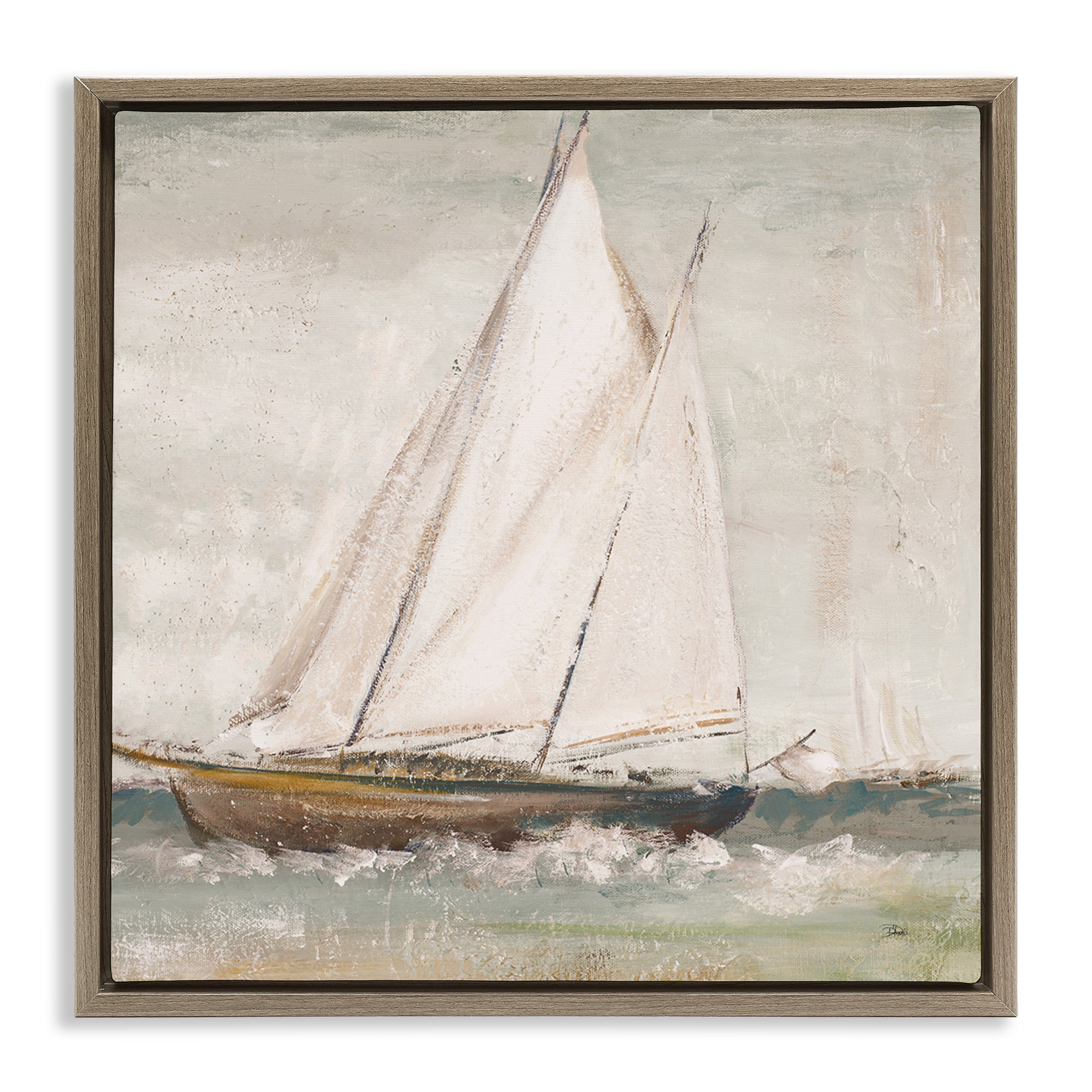 Breakwater Bay Traditional Sailboat Splash Framed Floater Canvas Wall ...