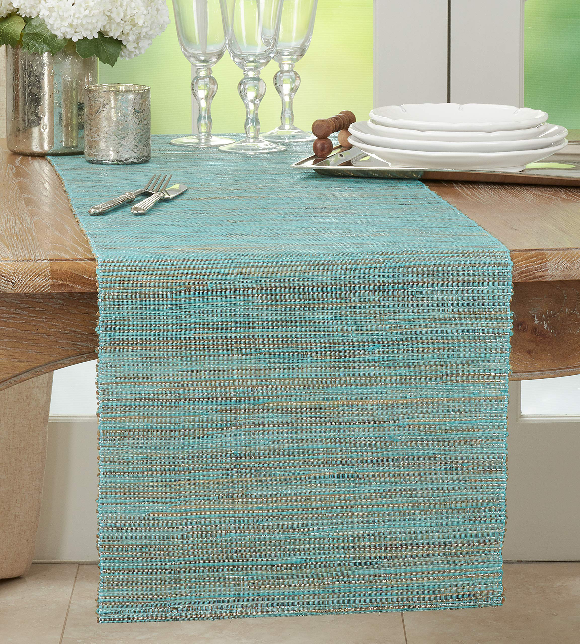 Everly Quinn Shimmering Woven Nubby Water Hyacinth Table Runner | Wayfair