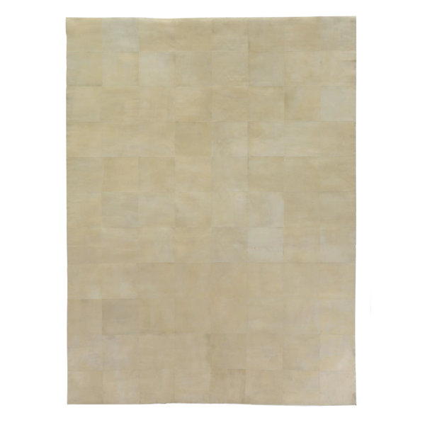 Exquisite Rugs Distressed Suede Leather Geometric Area Rug in Soft Gold ...