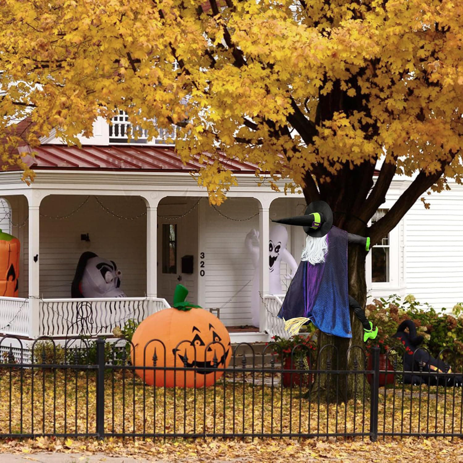 The Holiday Aisle® 64" Giant Crashing Witch into Tree Halloween Outdoor ...