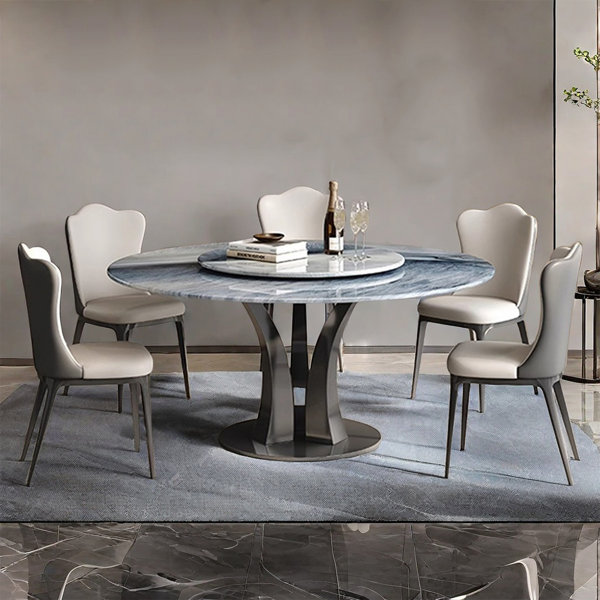 ALLNICEDT Luxury simple microlite round dining table set | Wayfair