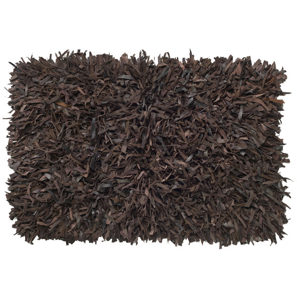 HFLT Handmade Leather Chocolate Rug & Reviews | Wayfair