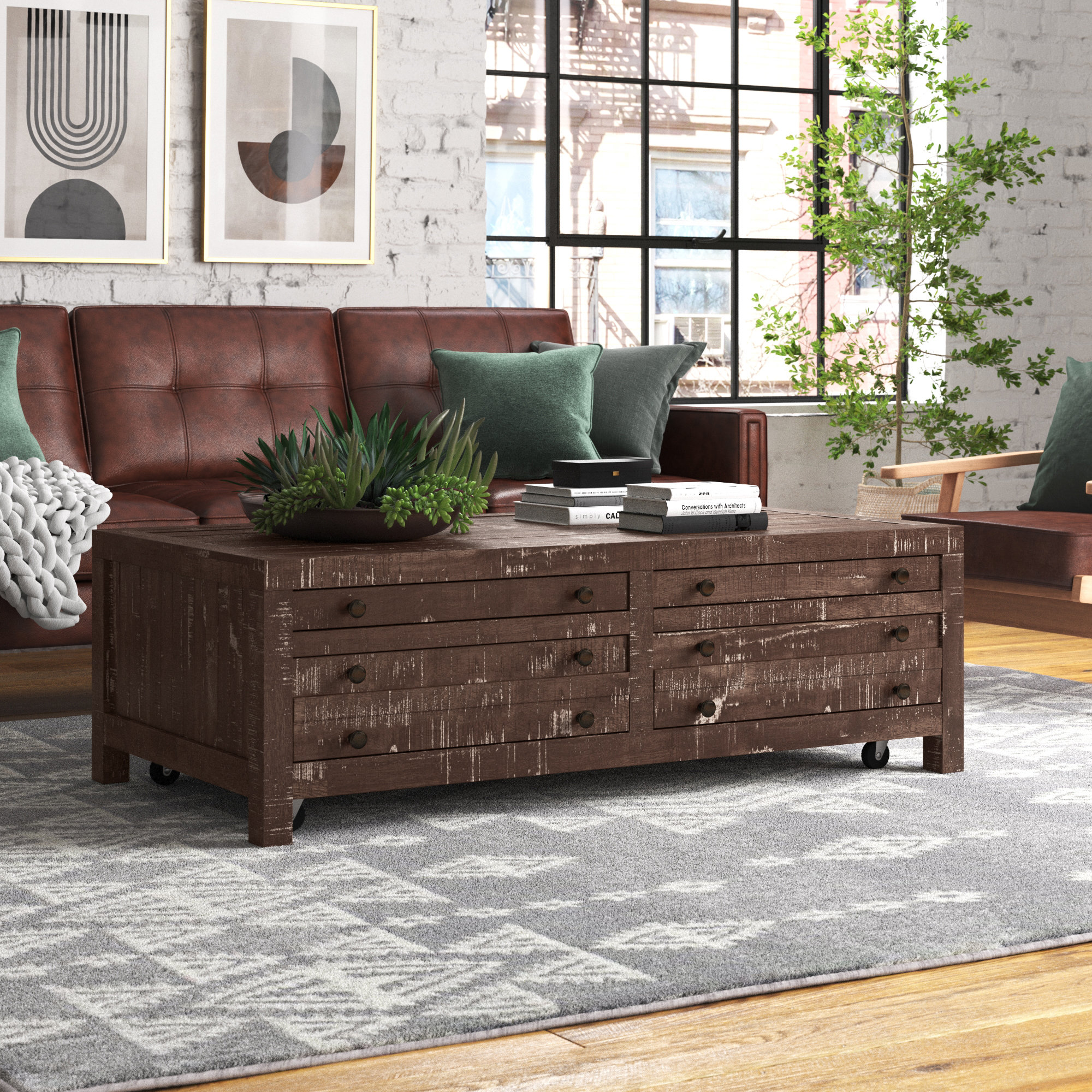 Canora Grey Juelle Solid Wood Castered Coffee Table & Reviews - Wayfair Canada
