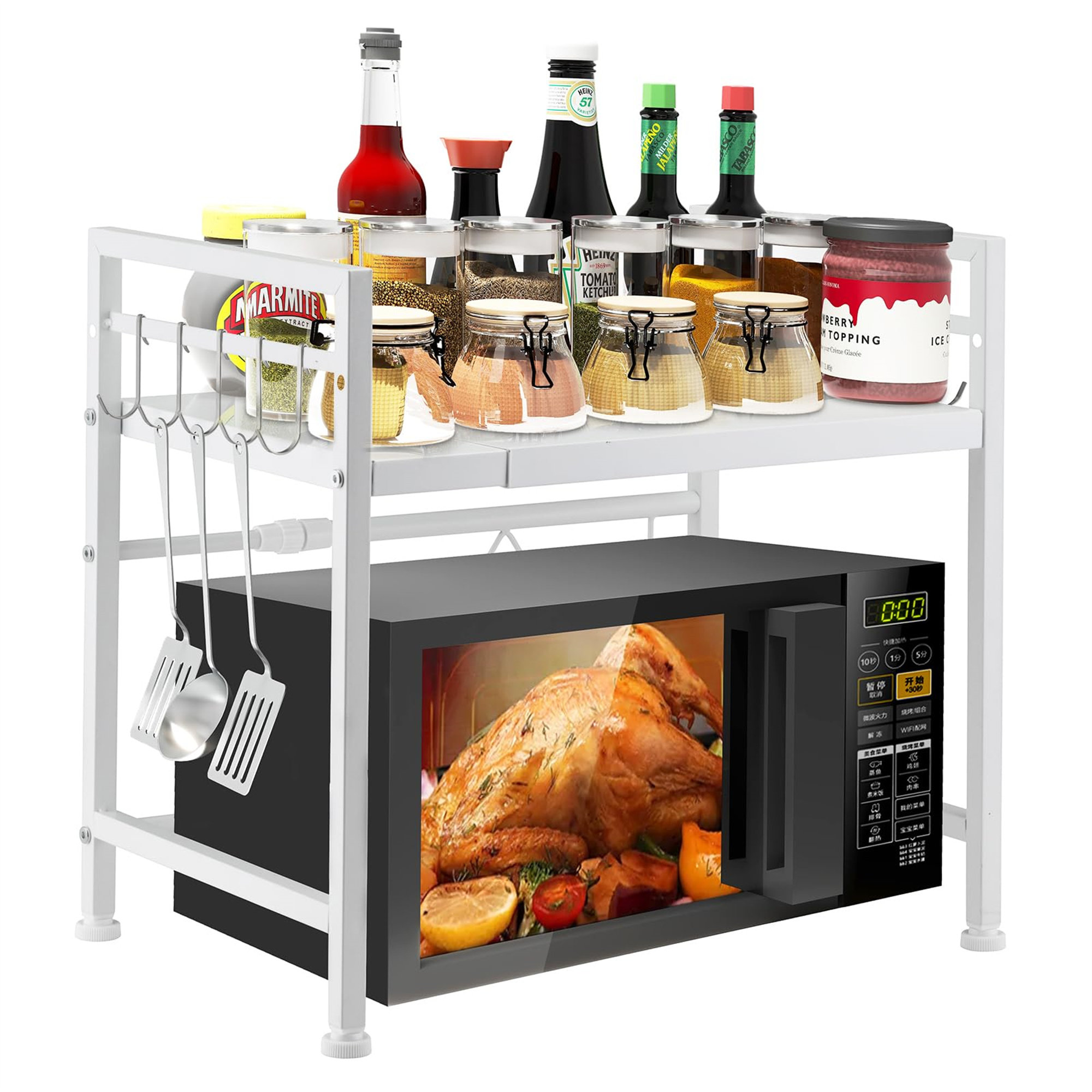 Rebrilliant Microwave Rack Extendable 2 Tiers, Comes With 10 Stainless ...