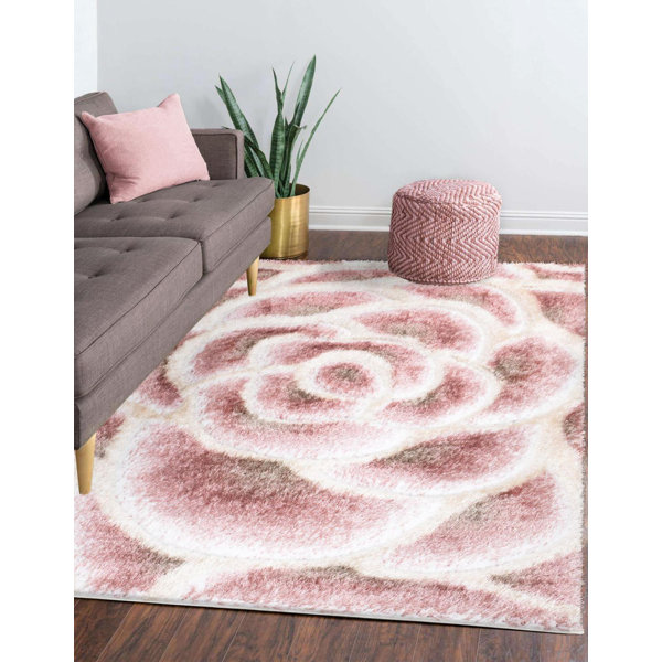 Metro Lane Amileo Pink/White Rug | Wayfair.co.uk