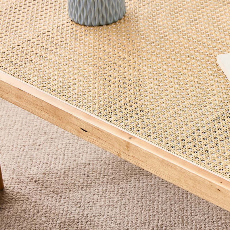 17 Stories Modern and minimalist rectangular rattan tabletop with ...
