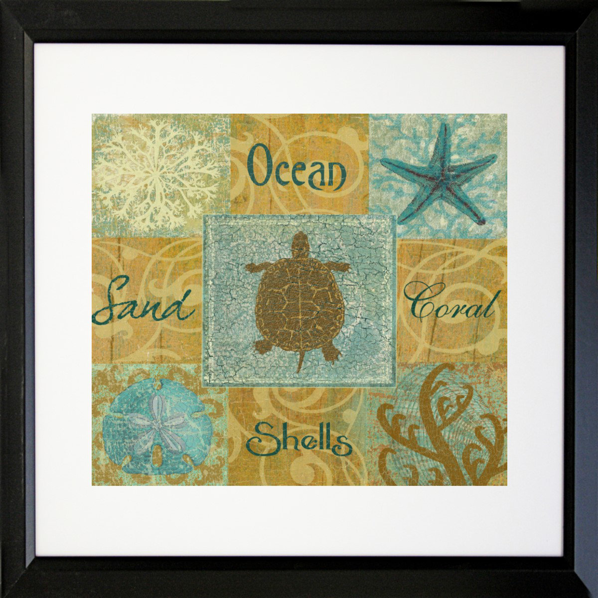 Buy Art For Less 'Turtle Collage' by Marilu Windvand Framed Graphic Art ...