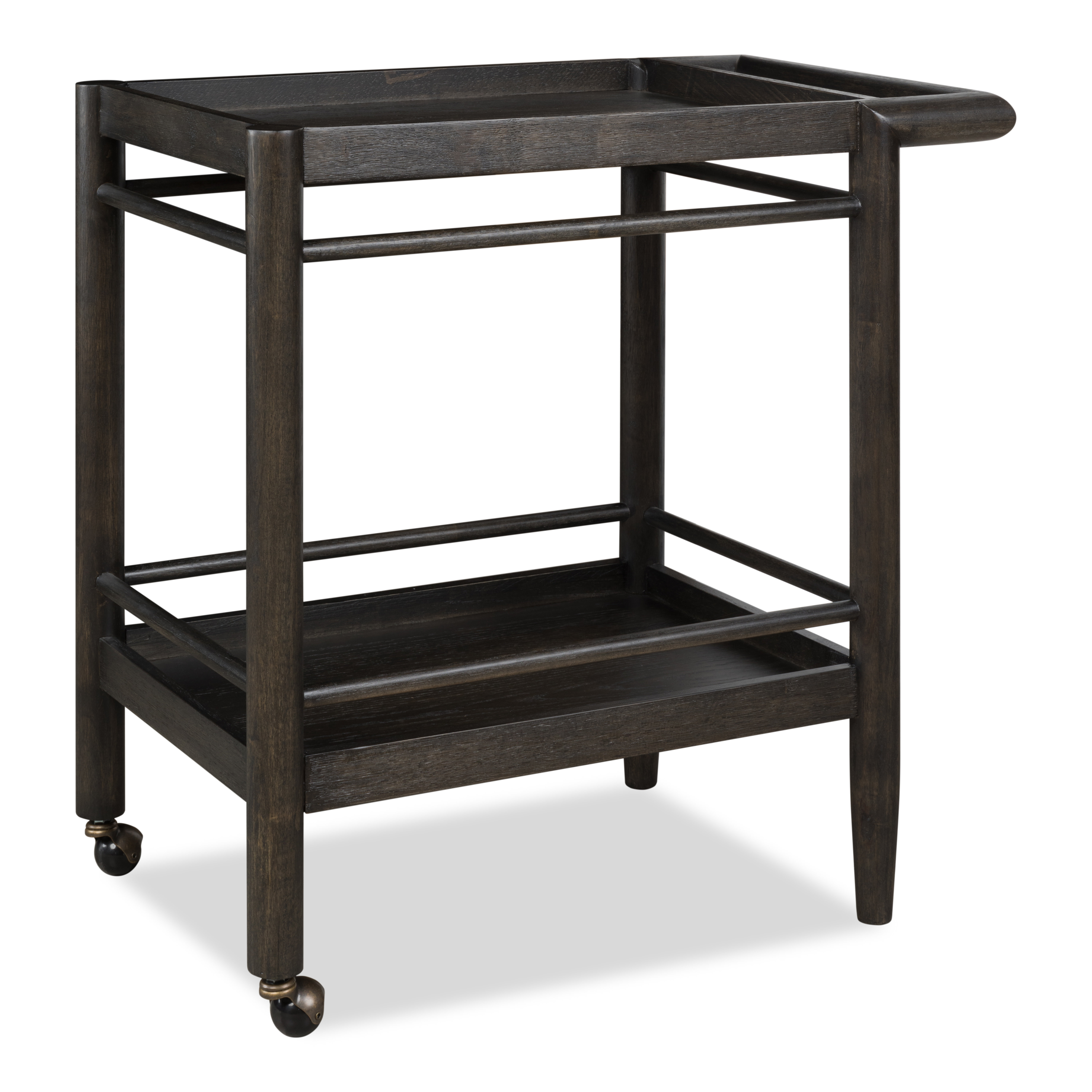 Birch Lane™ Shay Rockport Two Shelf Rolling Bar Cart In Yin | Wayfair