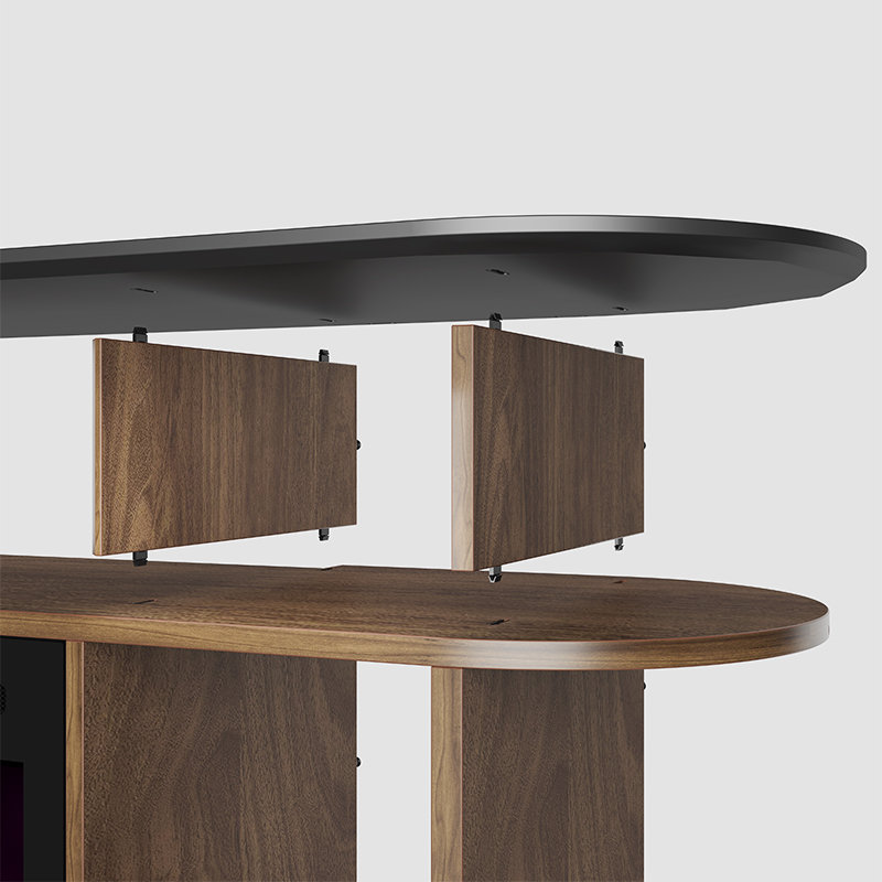 Brayden Studio® 76.8" Curved TV Stand with 36" Electric Fireplace ...