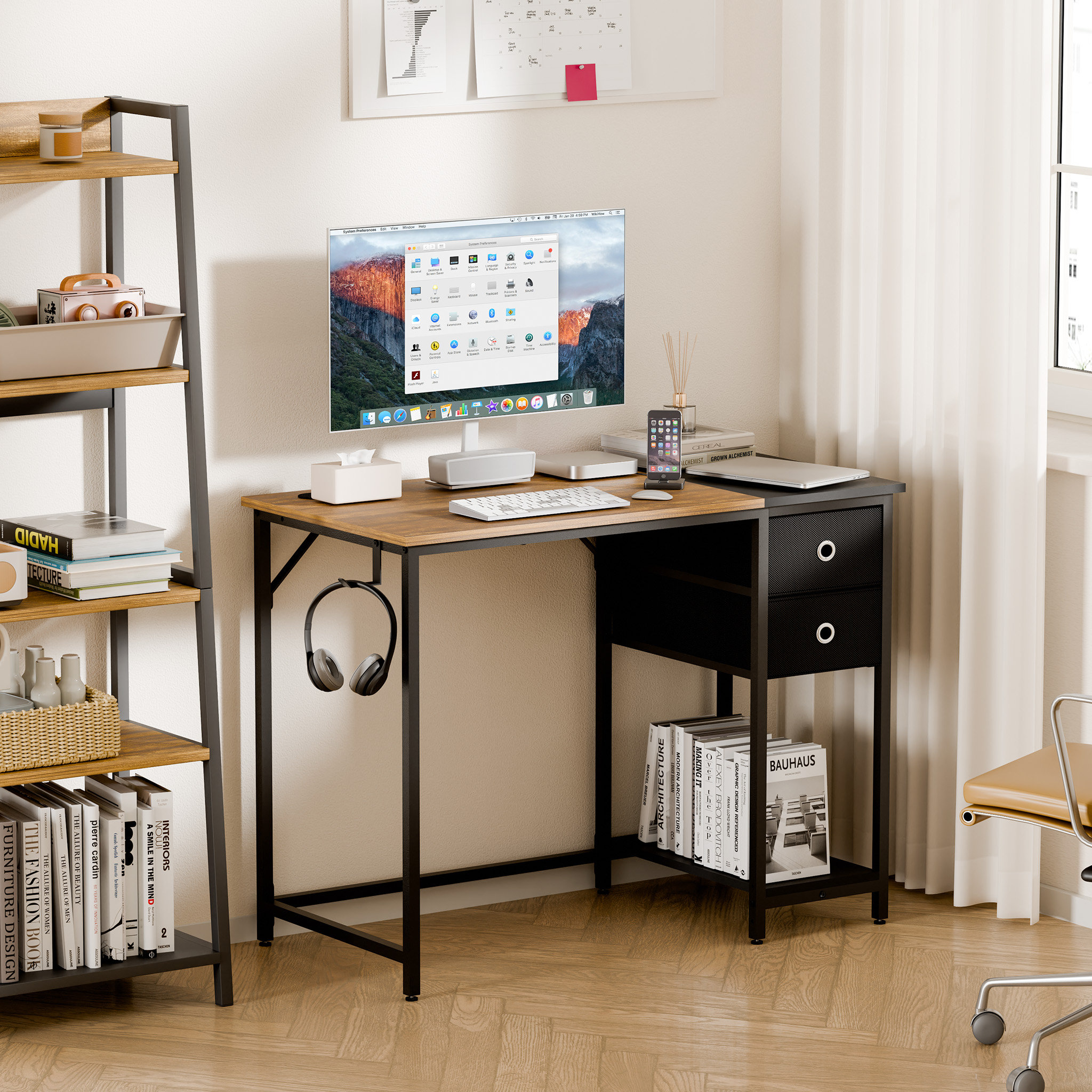 Borough Wharf Computer Desk With 2 Drawers | Wayfair.co.uk