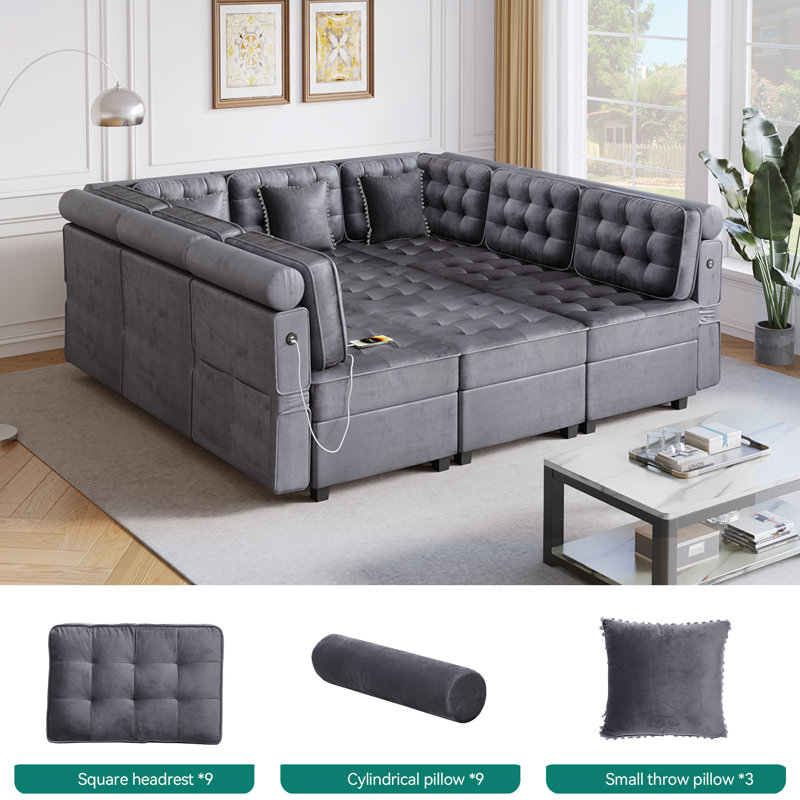 Lark Manor™ Edrosie Modular 9-Seat Sectional Sofa Versatile U-Shaped ...