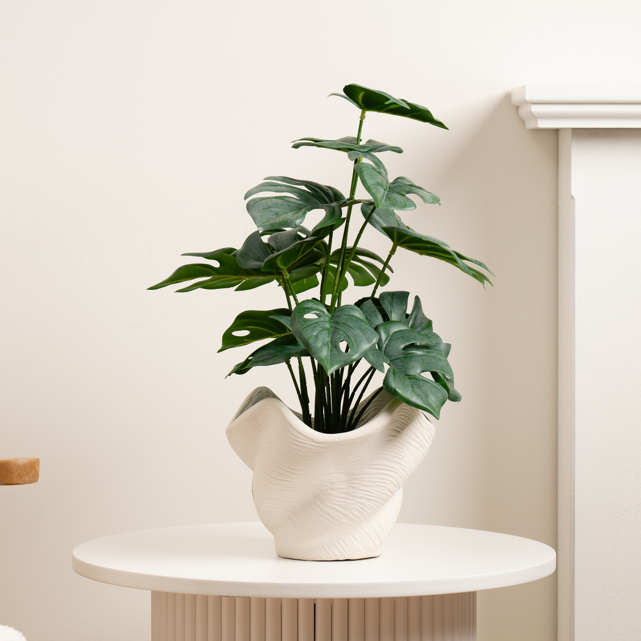 17 Stories 45cm Faux Variegated Monstera in Cement Shell Pot | Wayfair ...