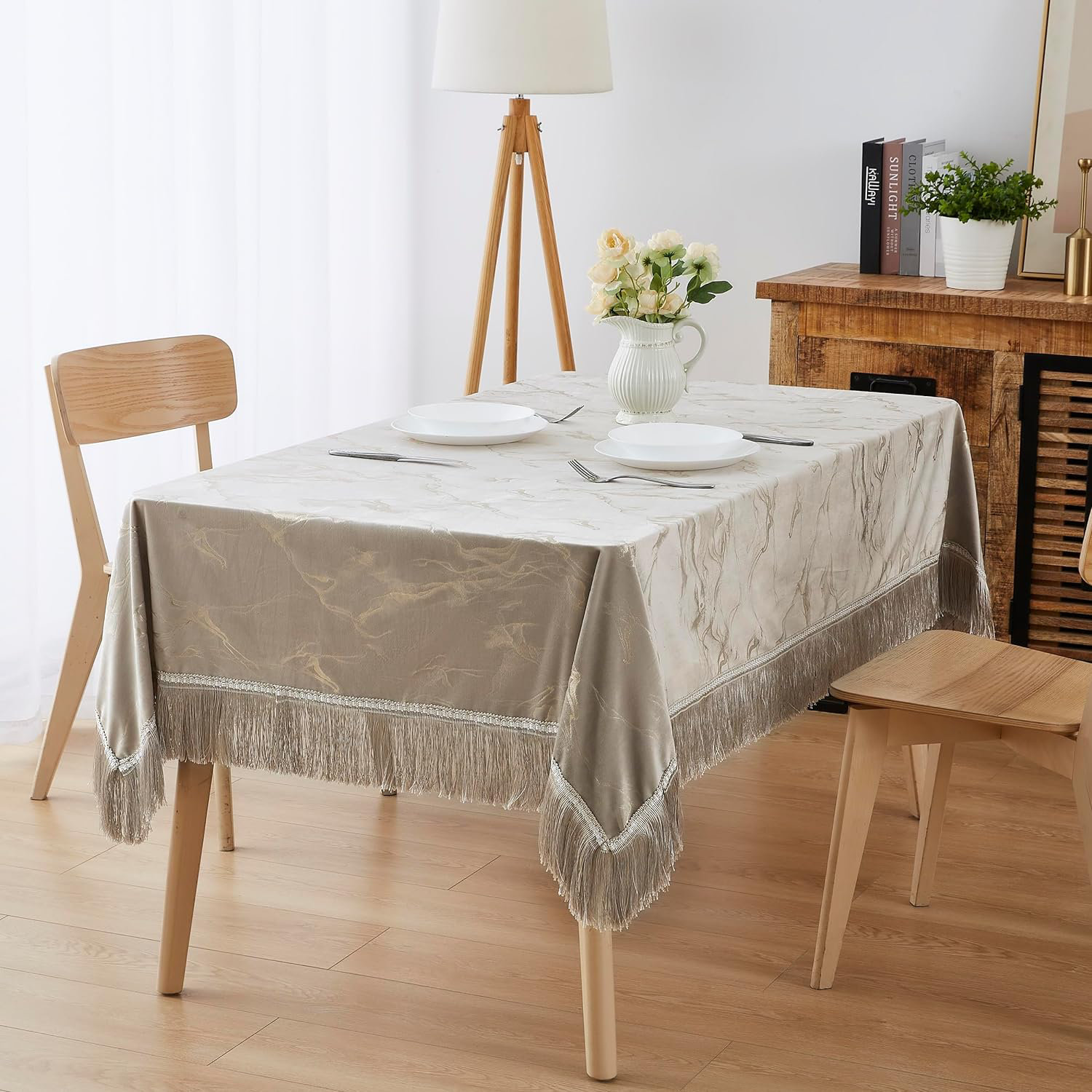 Wrought Studio™ Kaxton Rectangle Marble Wedding Lace Tablecloth | Wayfair