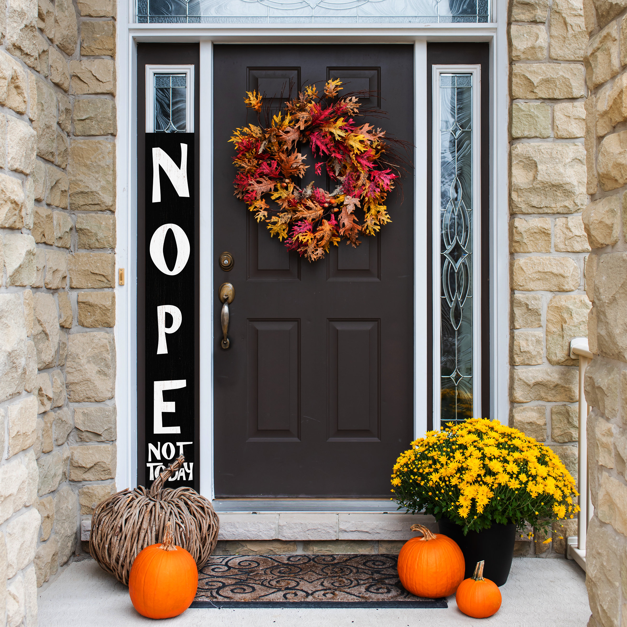 Trinx 72-Inch Wooden "Nope, Not Today" Porch Sign for Front Door, Brown ...