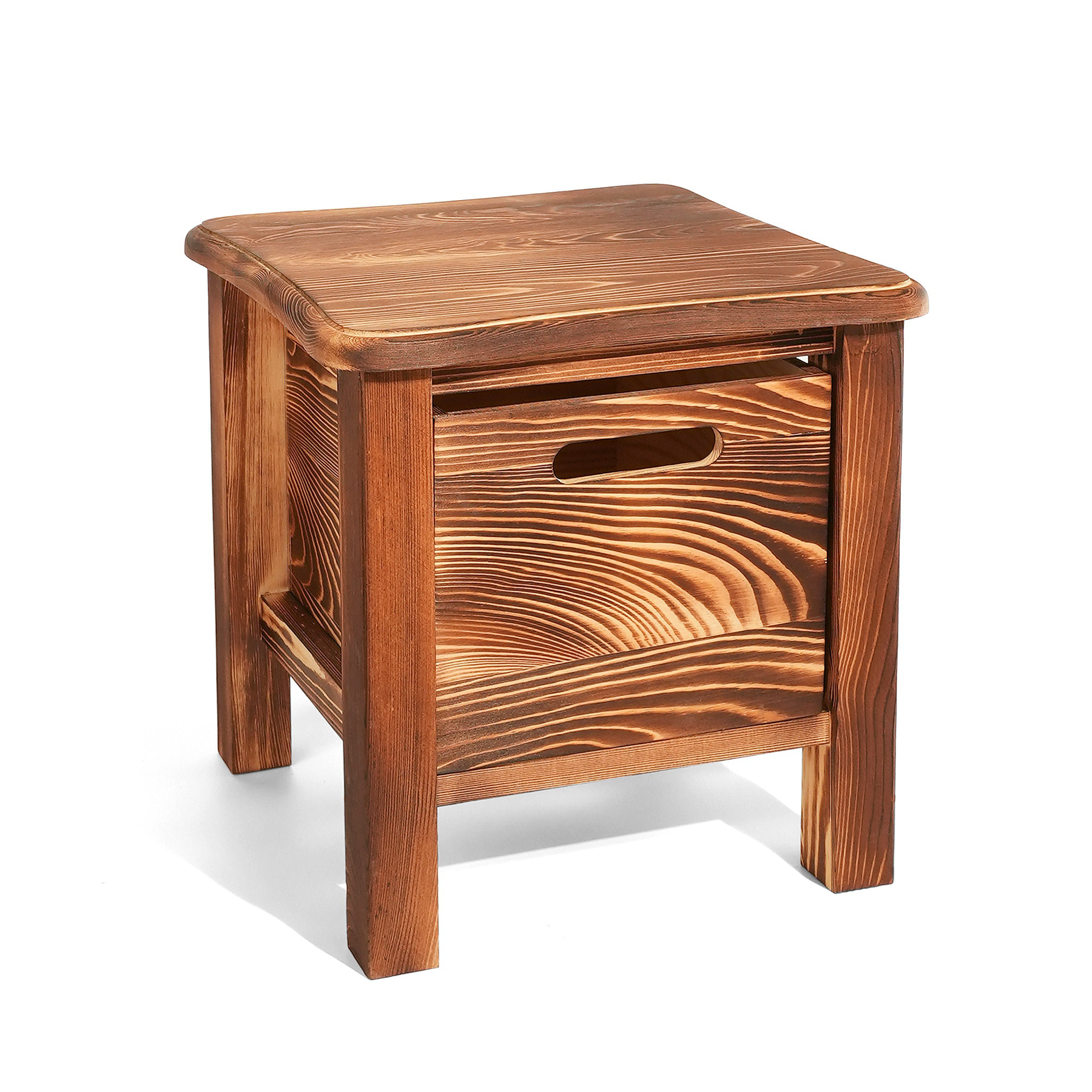 Millwood Pines Dorislee Solid Wood Storage Stool with Drawer, Accent ...