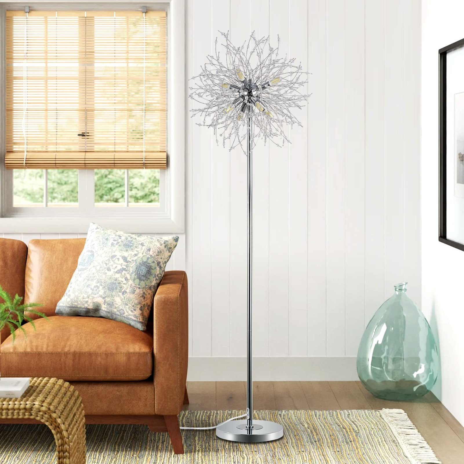 Brayden Studio® 69 Inch Crystal Floor Lamp with 32 Firework Crystals ...