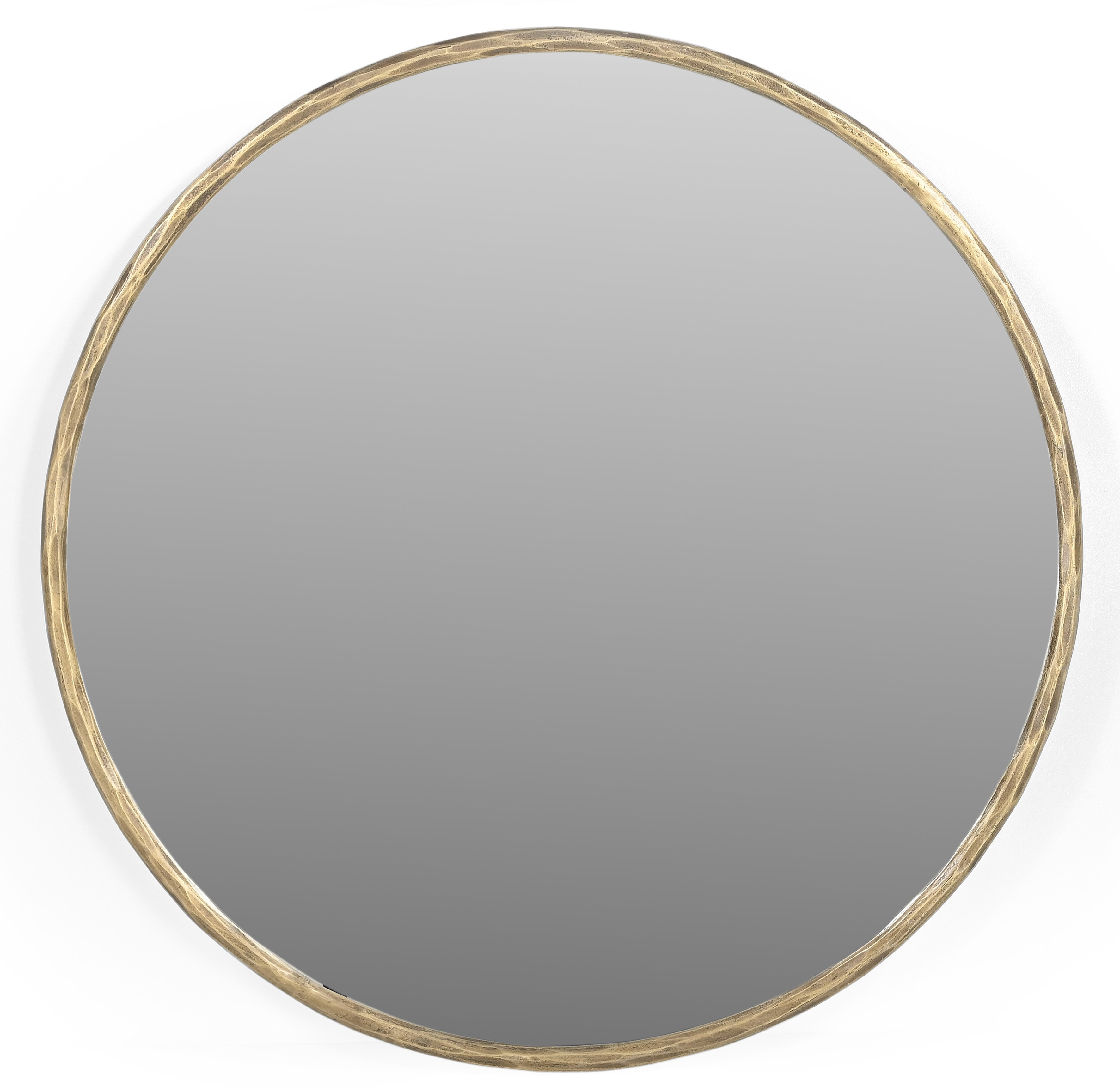 Everly Quinn Nyra 24" Round Mirror With A Modern Hand-forged Iron Frame ...