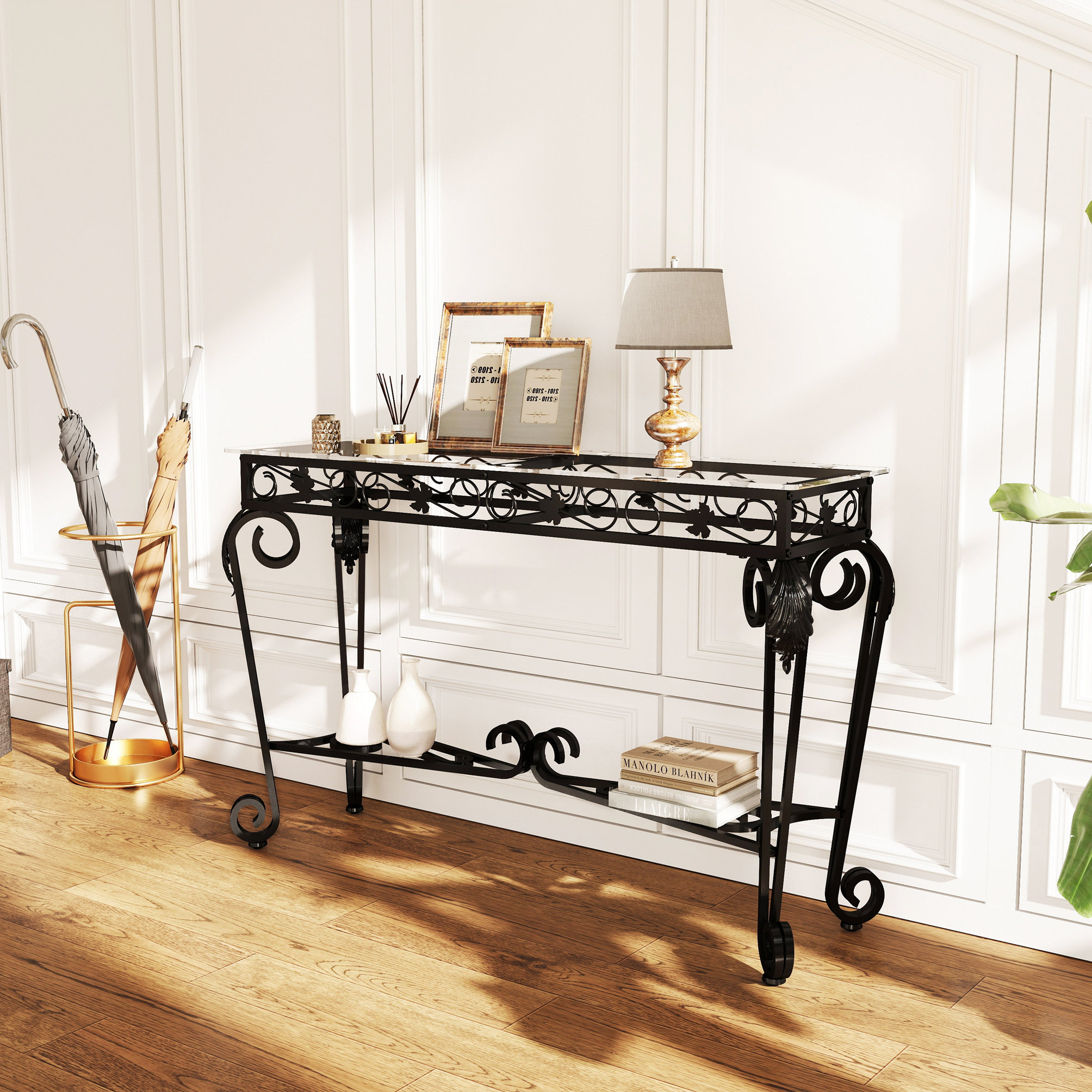 Lark Manor™ Barina Modern Style Fancy Glass And Metal Console Tables ...