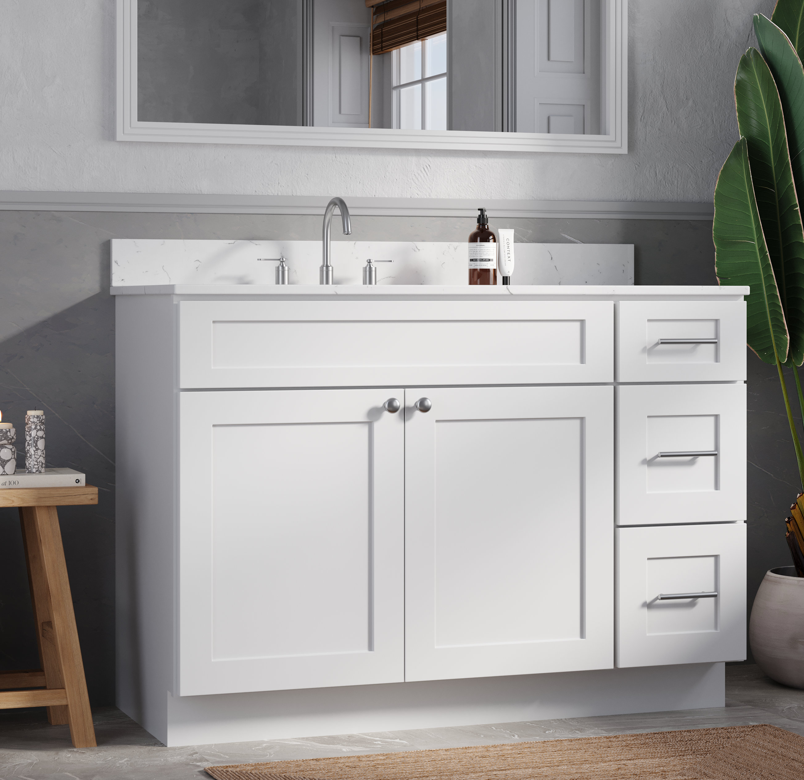 Disar 49'' Single Bathroom Vanity with Quartz Top | Wayfair